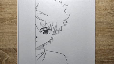 How To Draw Killua Zoldyck Half Face Step By Step Youtube