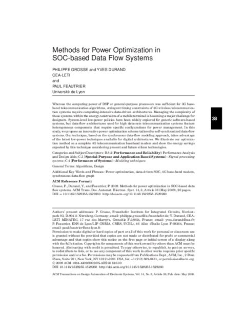 Pdf Methods For Power Optimization In Soc Based Data Flow Systems