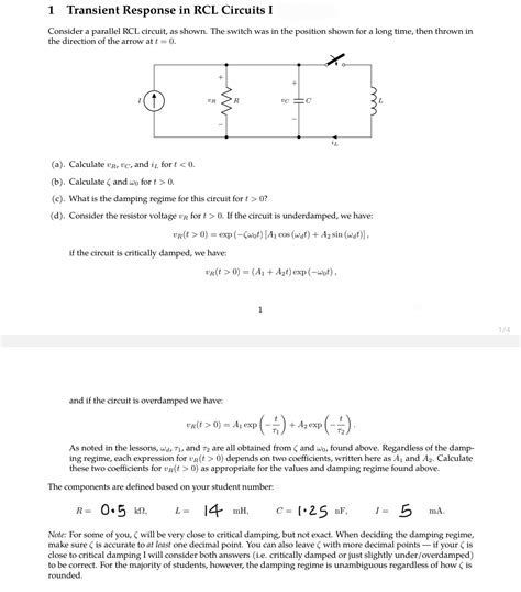 Solved Consider A Parallel Rcl Circuit As Shown The Switch