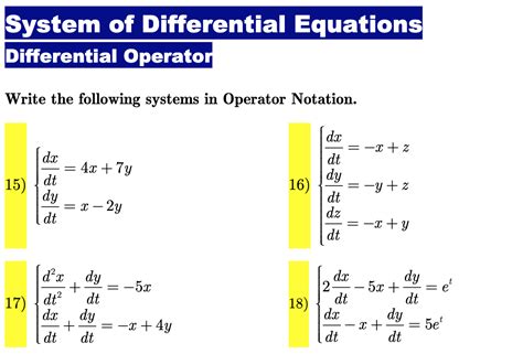 Solved Write The Following Systems In Operator Notation 15