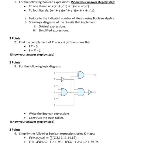 Solved 1 For The Following Boolean Expressions Show Your