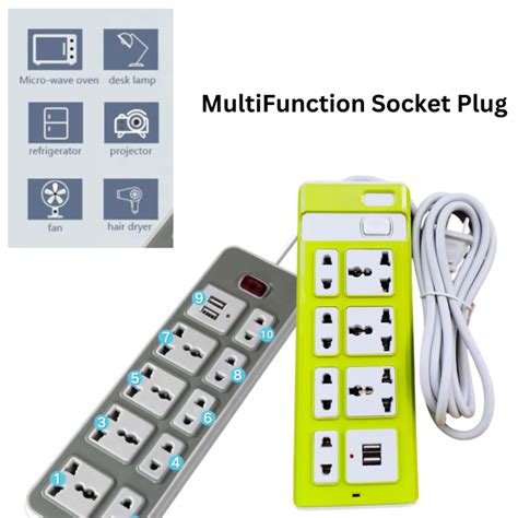 Heavy Duty Extension Cord With Multiple Multifunction Socket High Power Multi Switch Socket 9