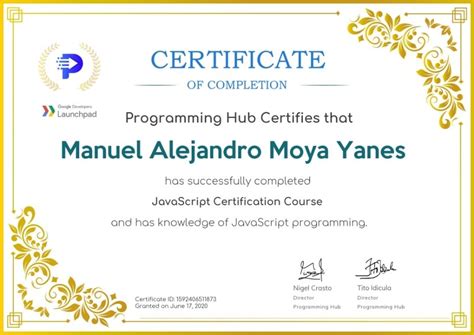 programminghub certificate js manuel alejandro moya yanes
