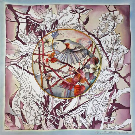 Шелковый платок батик Малиновка в интернет магазине на Ярмарке Мастеров Москва доставка по