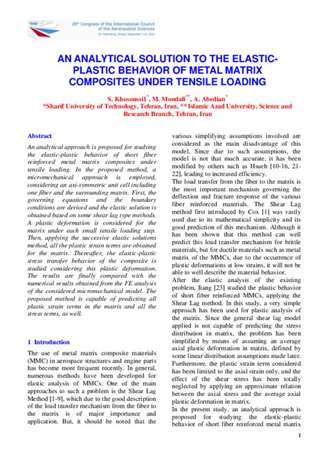 Pdf An Analytical Solution To The Elastic Plastic Behavior Of Metal