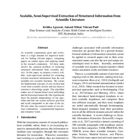 Scalable Semi Supervised Extraction Of Structured Information From Scientific Literature Acl