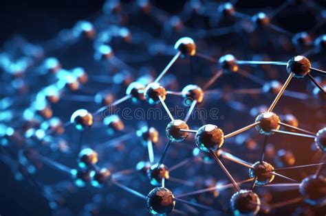 Structure Of Lattice Connecting Atoms Molecule In Hi Tech Style Stock