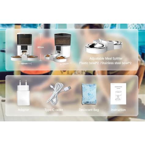 Автоматична двойна хранилка за кучета и котки Wifi Fullhd видеокамера функция за поилка звук