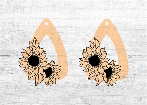 Sunflower Earring Svg Cut File Etsy