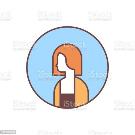 사업가 아바타 프로필의 비즈니스 여자 사무실 작업자 개념의 여성 만화 캐릭터 초상화 라인 절연 개념에 대한 스톡 벡터 아트 및