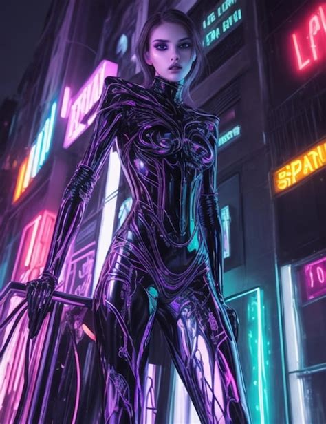 Premium Ai Image Stunning Cyberpunk Girl