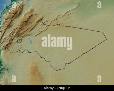 Rif Dimashq Province Of Syria Colored Elevation Map With Lakes And