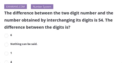 The Difference Between The Two Digit Number And The Number Obtained By Interchanging Its Digits