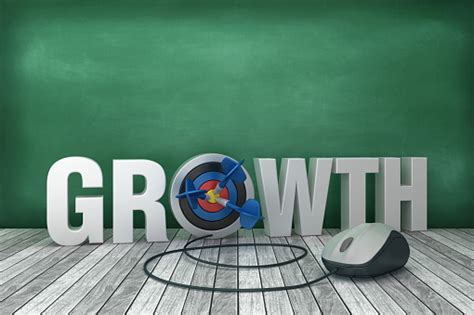 칠판 배경에 대상 및 컴퓨터 마우스와 3d 단어 성장 3d 렌더링 3차원 형태에 대한 스톡 사진 및 기타 이미지 3차원 형태 가정의 방 개선 Istock