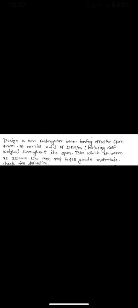 Design A Rcc Rectangular Beam Having Effective Span 45m It Carries U