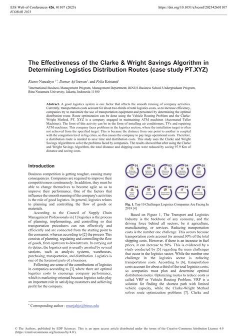 Pdf The Effectiveness Of The Clarke And Wright Savings Algorithm In