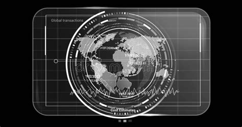 Image Of Globe With Data Processing Over Black Background Stock Image