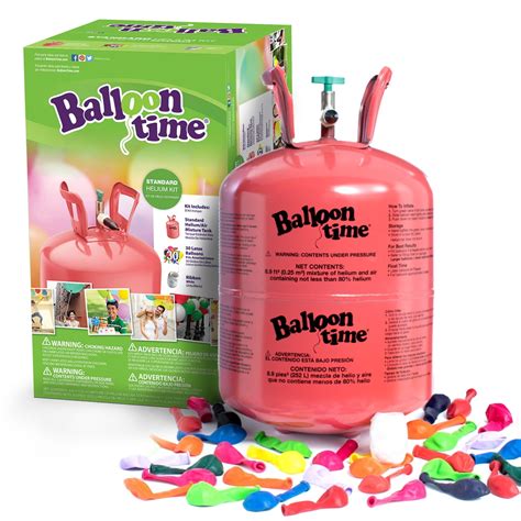 Balloon Time 9 5in Helium Tank Kit Includes 30 Assorted Latex
