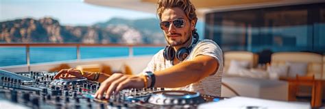 Premium Photo Male Dj Mixing Music On Console Mixer Board At A Luxury