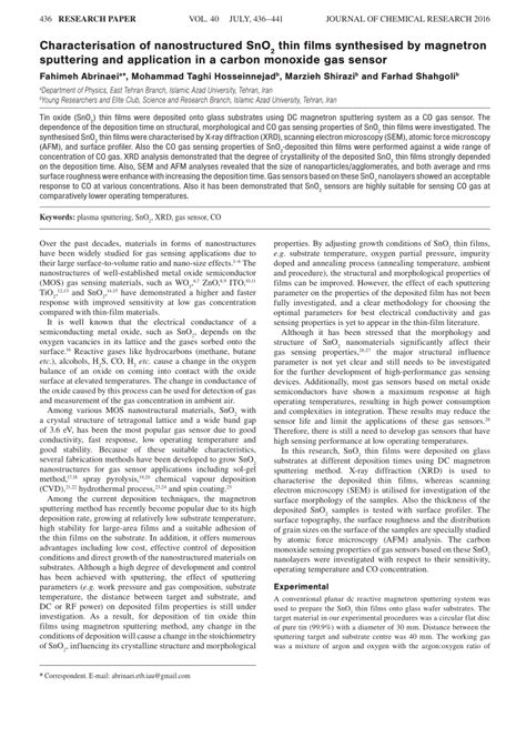 Pdf Characterisation Of Nanostructured Sno 2 Thin Films Synthesised By Magnetron Sputtering