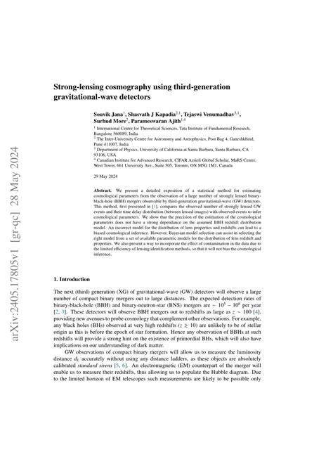 Pdf Strong Lensing Cosmography Using Third Generation Gravitational Wave Detectors