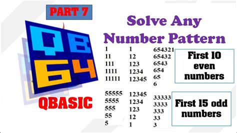 Number Pattern Printing Program In Qbasic Make Easy Youtube