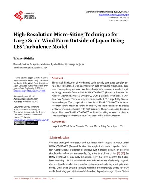 Pdf High Resolution Micro Siting Technique For Large Scale Wind Farm Outside Of Japan Using