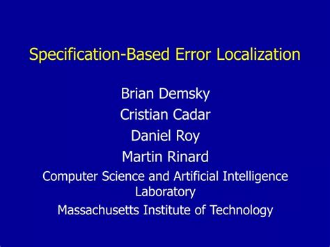 Ppt Specification Based Error Localization Powerpoint Presentation