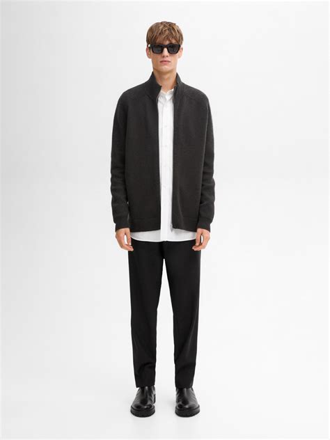 Woollen Turtleneck Cardigan · Ნაცრისფერი Მუქი Ლურჯი · Sweaters