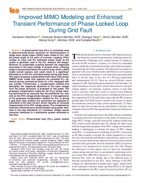 Pdf Improved Mimo Modeling And Enhanced Transient Performance Of