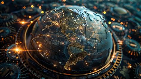 Globe Earth Interconnected Global Visualization Whole Planet Stock Illustration Illustration