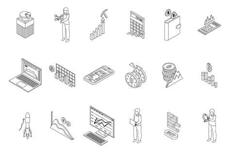 Bitcoin Chart Icons Set Vector Outline Graphic By Ylivdesign · Creative