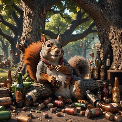 A Squirrel Drunk Just Living His Best Life Ai Generated Artwork