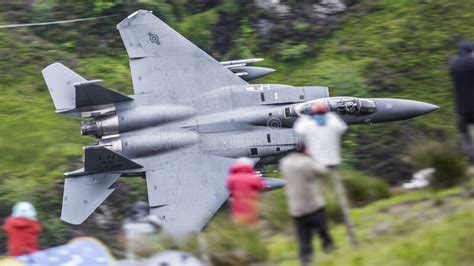 Fighter Jet Flying Low Between Valley And People Mach Loop Uk Editorial Stock Image Image Of