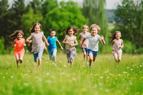 草地上奔跑的孩子高清图片下载 正版图片600355367 摄图网