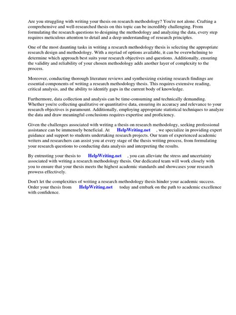 Research Methodology Thesis Writing Pdf Methodology Thesis