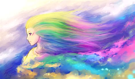 Рисунок девушка с волосами цвета льна