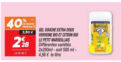Promo Gel Douche Extra Doux Verveine Bio Et Citron Bio Le Petit Marseillais Chez Netto