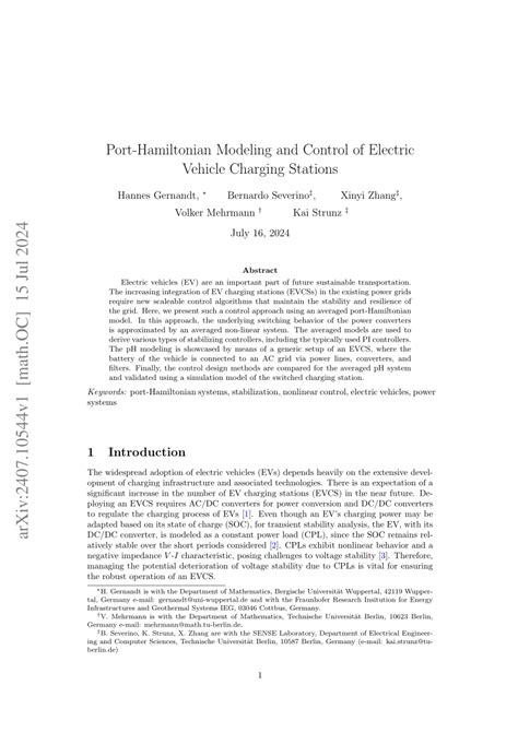 Pdf Port Hamiltonian Modeling And Control Of Electric Vehicle
