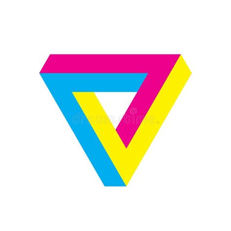 Penrose Triangle Icon In Cmy Colors Geometric 3d Object Optical Illusion Vector Illustration