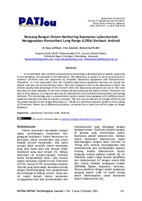 Pdf Rancang Bangun Sistem Monitoring Keamanan Laboratorium Menggunakan Komunikasi Long Range