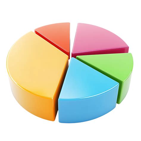 Colorful Three Dimensional Pie Chart Data Visualization Isolated On