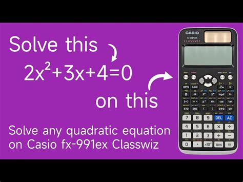 How To Solve Quadratic Equations Using Casio Calculator Fx Fx 82 Za