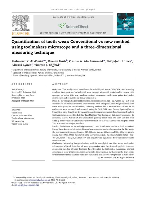 pdf quantification of tooth wear conventional vs new method using