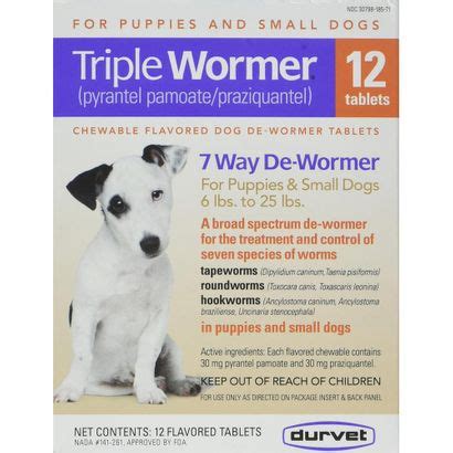 Durvet Triple Wormer For Puppies And Small Dogs Dogs 6 25 Lbs 12
