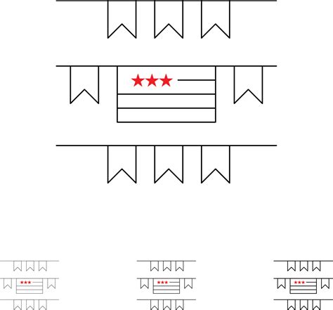 Buntings Party Decoration American Bold And Thin Black Line Icon Set 13048063 Vector Art At Vecteezy