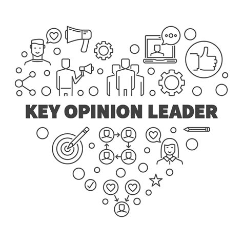 Key Opinion Leader Heart Linear Banner Vector Kol Illustration