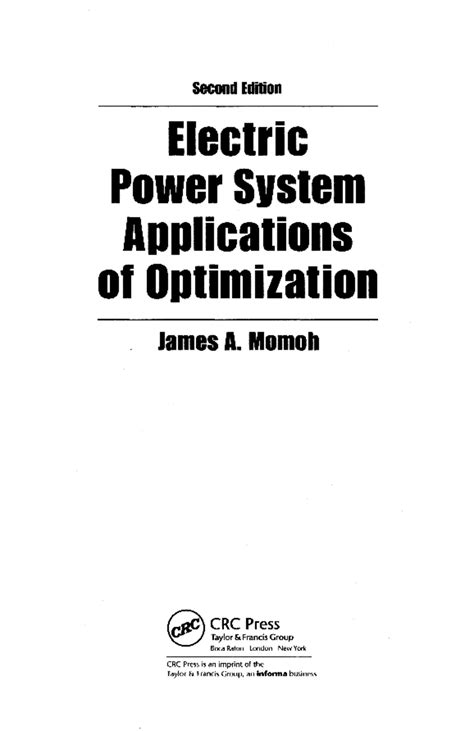 Electrical Power Sysytem Optimisation Second Edition Electric Power System Applications Of