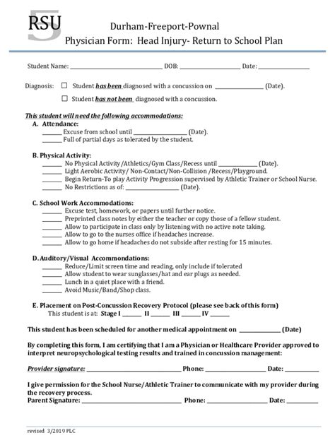 Fillable Online Acute Concussion Evaluation Ace Care Plan Fax Email Print Pdffiller