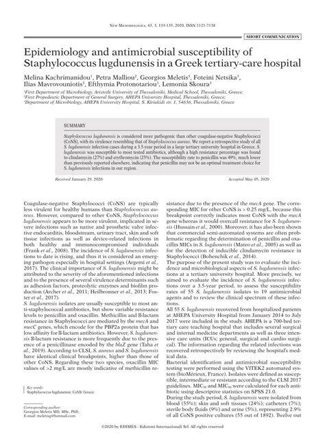 Pdf Epidemiology And Antimicrobial Susceptibility Of Staphylococcus